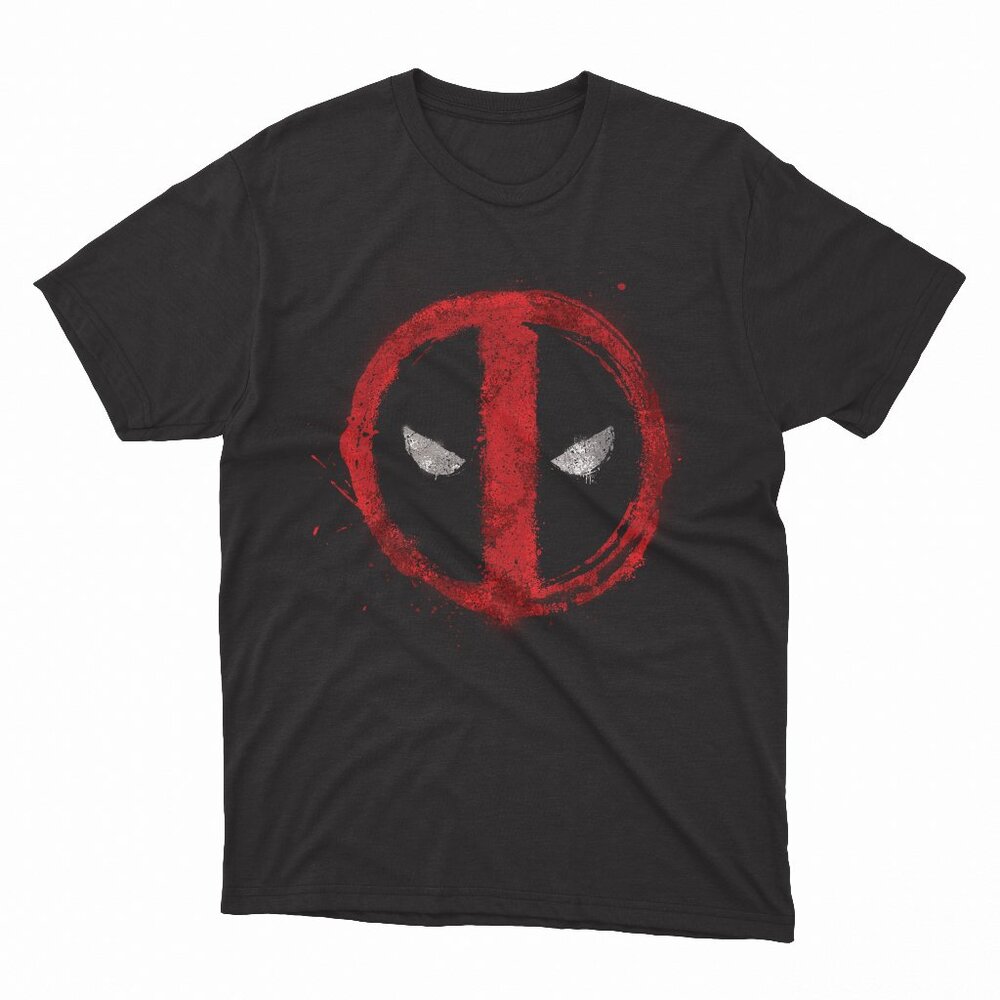 Marvel Deadpool Symbol Red Spray Paint Black T-Shirt - Gem